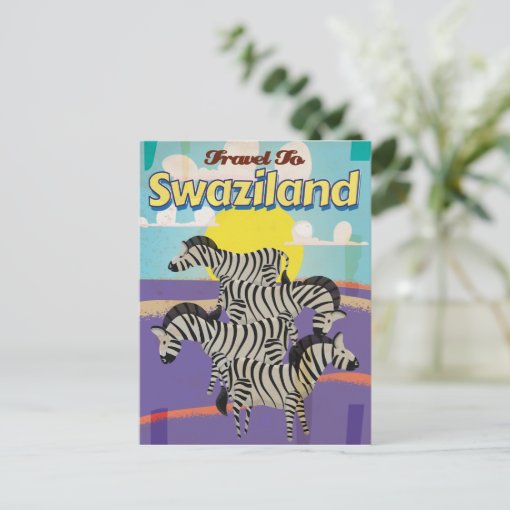 Swaziland Vintage Travel Poster Postcard | Zazzle