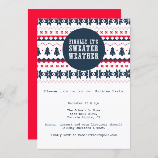 Sweater Weather | Holiday Party Invitation | Zazzle