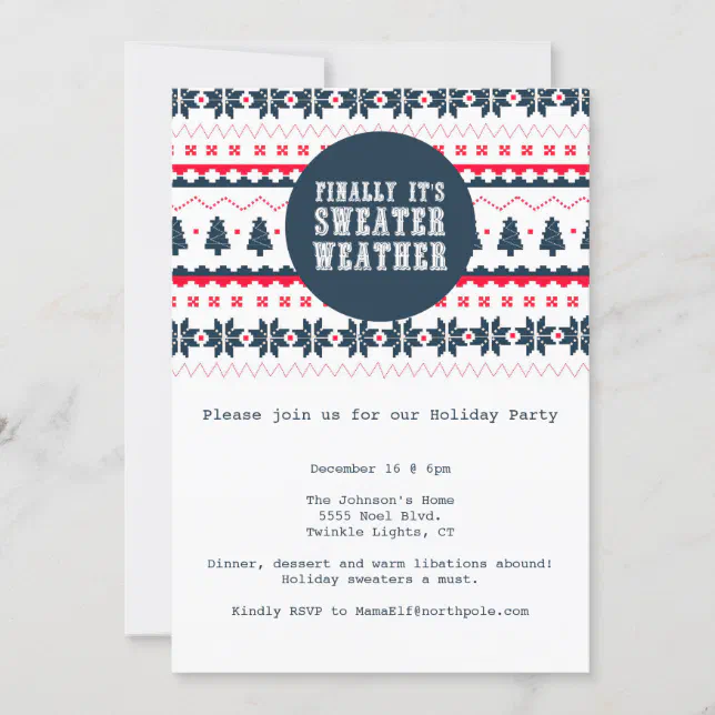 Sweater Weather | Holiday Party Invitation | Zazzle