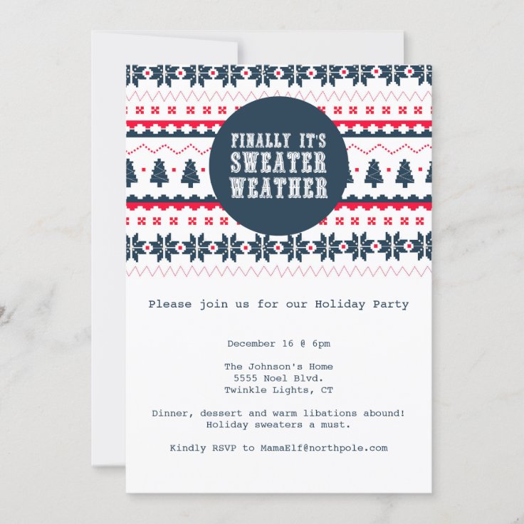 Sweater Weather | Holiday Party Invitation | Zazzle