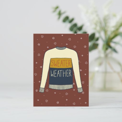 Sweater Weather illustration fall thanksgiving Postcard | Zazzle