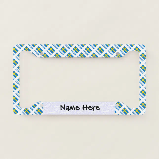 Sweden and Swedish Flag Tiled with Your Name License Plate Frame | Zazzle