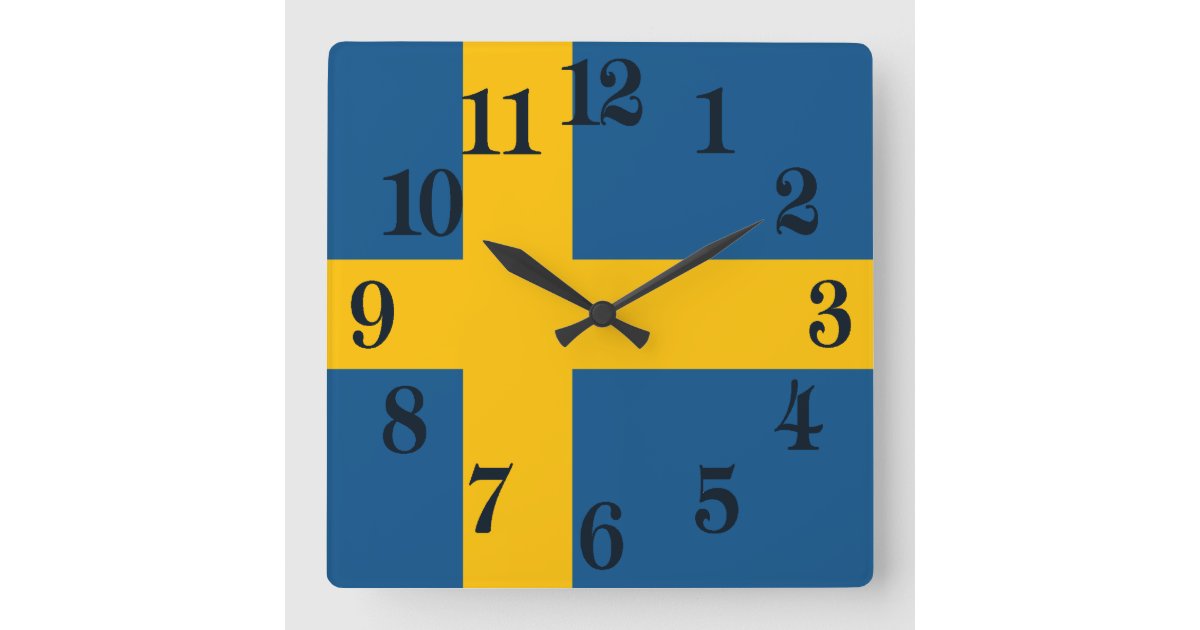 Sweden flag Swedish Square Wall Clock | Zazzle
