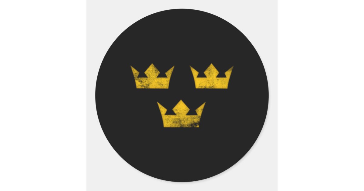 Sweden Heritage Tre Kronor Three Crowns Sverige Classic Round Sticker ...