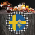 Sweden Plate, buffalo plaid & Swedish Flag Paper Plates | Zazzle