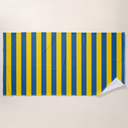 Sweden Ukraine flag stripes lines pattern blue yel Beach Towel | Zazzle