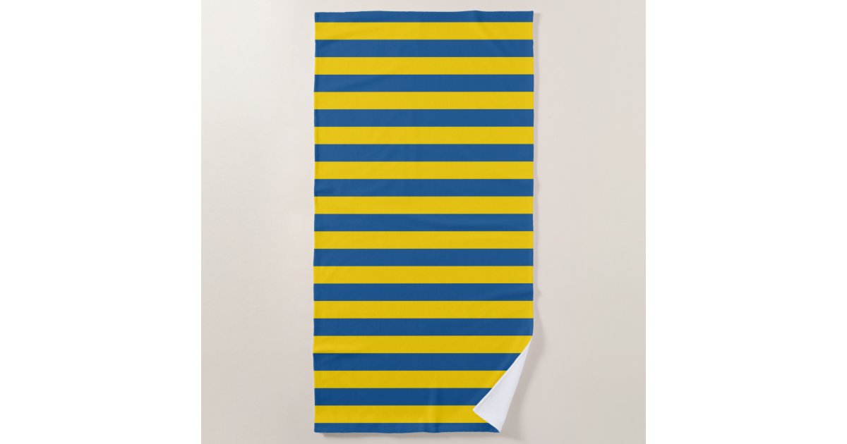 Sweden Ukraine flag stripes lines pattern blue yel Beach Towel | Zazzle