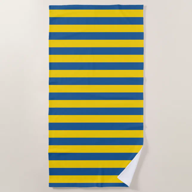 Sweden Ukraine flag stripes lines pattern blue yel Beach Towel | Zazzle