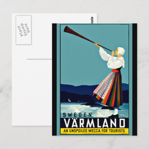 Sweden, vintage travel poster postcard | Zazzle