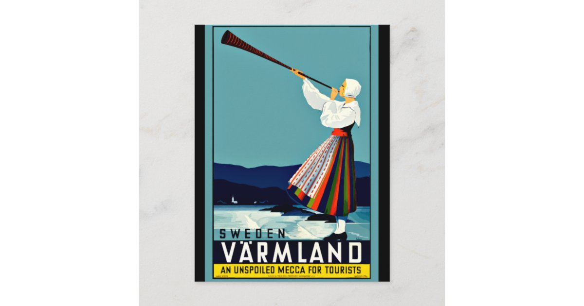Sweden, vintage travel poster postcard | Zazzle
