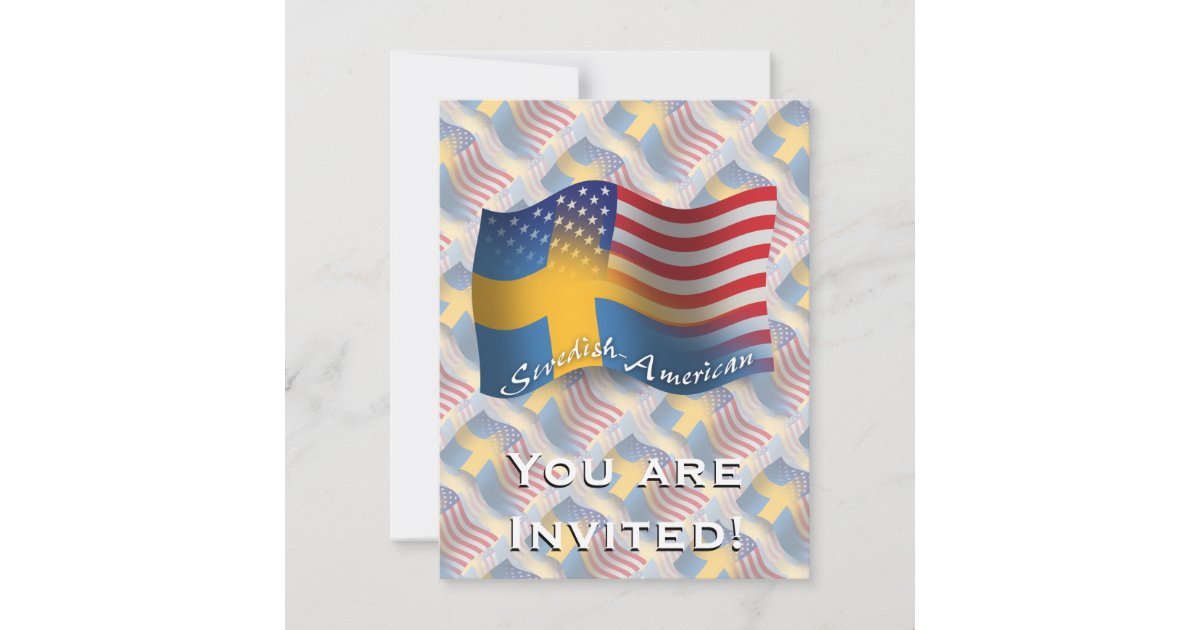 Swedish-American Waving Flag Invitation | Zazzle