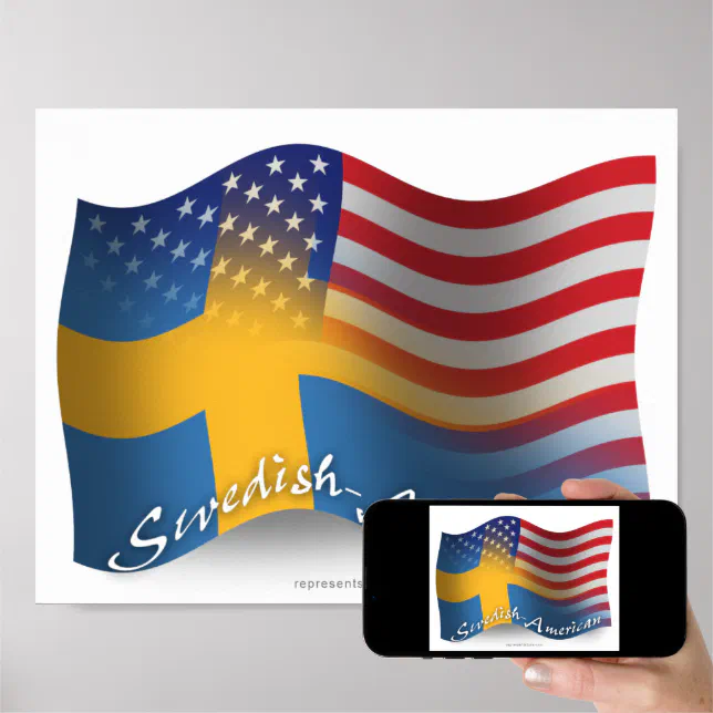 Swedish-American Waving Flag Poster | Zazzle