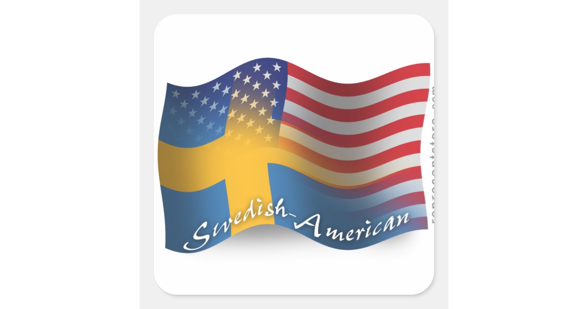 Swedish-American Waving Flag Square Sticker | Zazzle