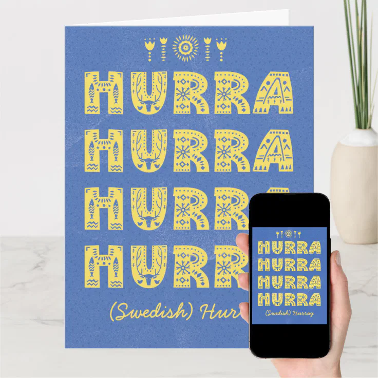 Swedish Birthday Card with Swedish Text Hurra | Zazzle