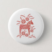 Swedish Dala Horse Red and White Button | Zazzle