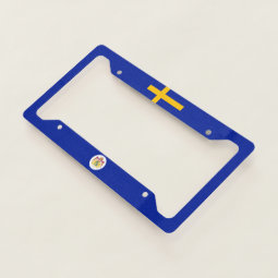 Swedish flag-coat of arms license plate frame | Zazzle