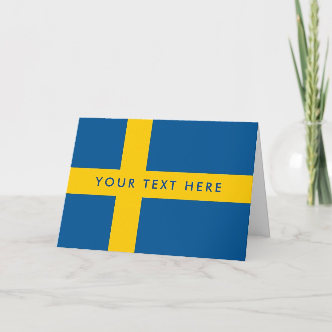 Swedish flag custom greeting card for Sweden | Zazzle