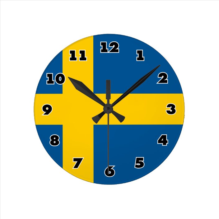 Swedish flag of Sweden custom round wall clock | Zazzle.com
