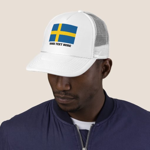 Swedish flag of Sweden custom trucker hat | Zazzle