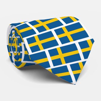 Swedish flag pattern neck tie for Sweden fans | Zazzle
