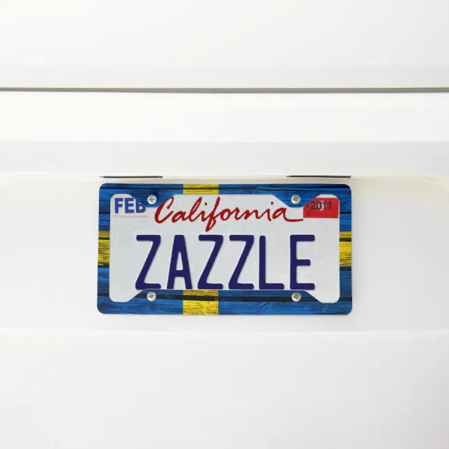 Swedish Flag Rustic Wood License Plate Frame | Zazzle