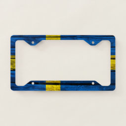 Swedish Flag Rustic Wood License Plate Frame | Zazzle