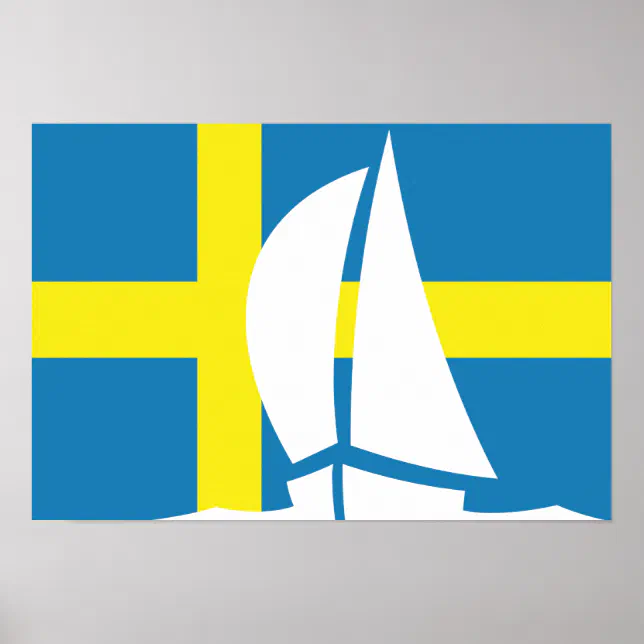 Swedish Flag Sailing Yacht Sweden Nautical Poster | Zazzle