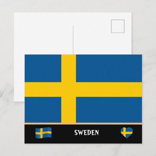 Swedish Flag & Swedish country travel / Sweden Postcard | Zazzle