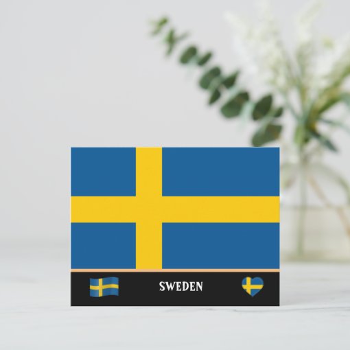 Swedish Flag & Swedish country travel / Sweden Postcard | Zazzle
