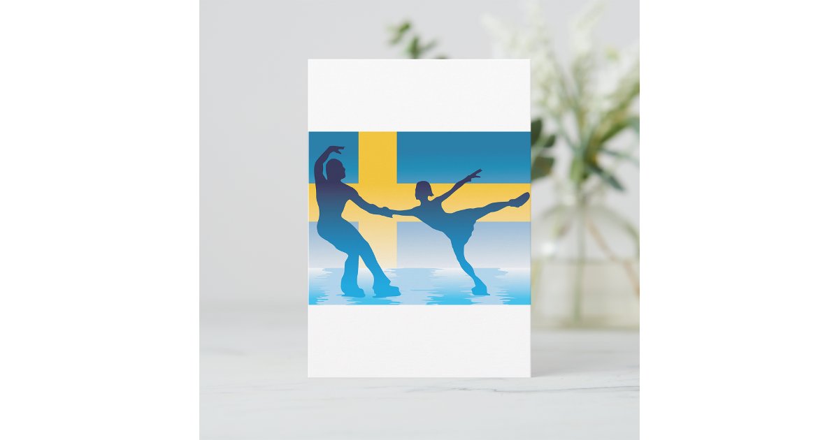 Swedish Ice Skating Duo Silhouette Invitation | Zazzle