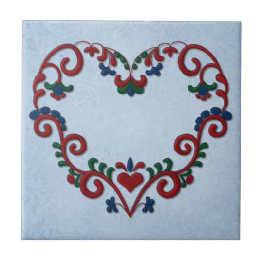 Swedish Norwegian Rosemaling Heart Tile | Zazzle.com