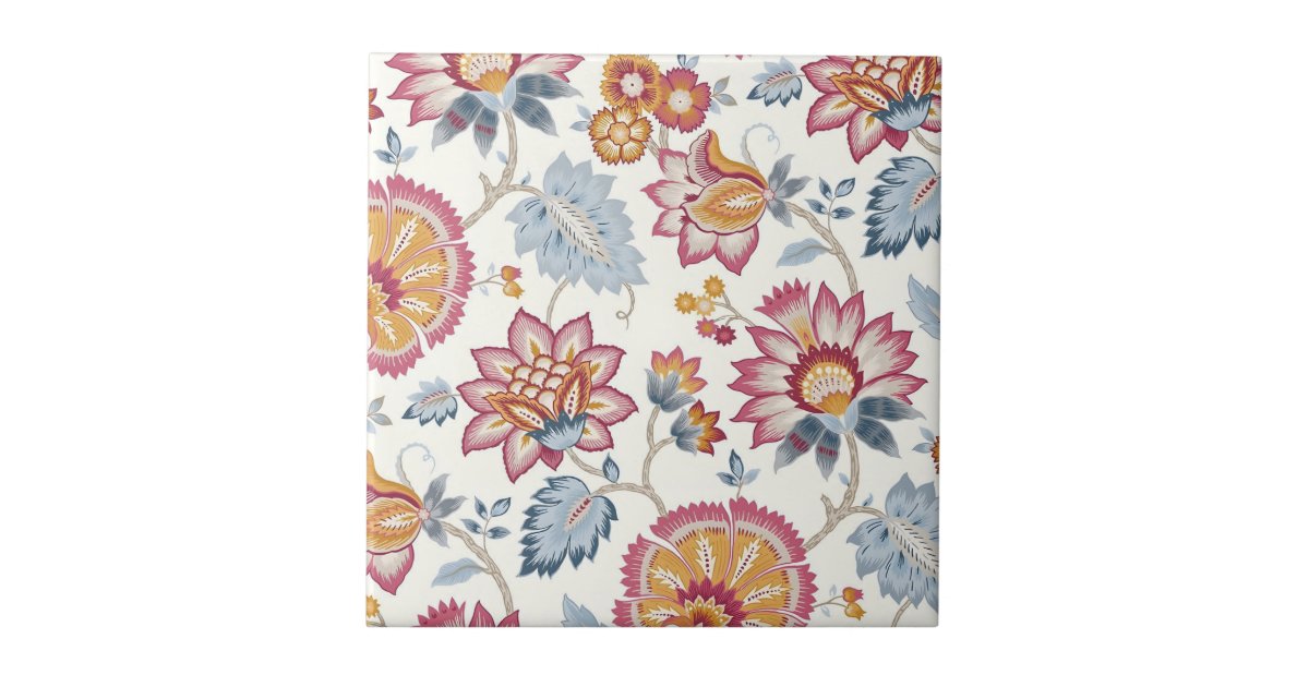 swedish tiles colorful flowers | Zazzle