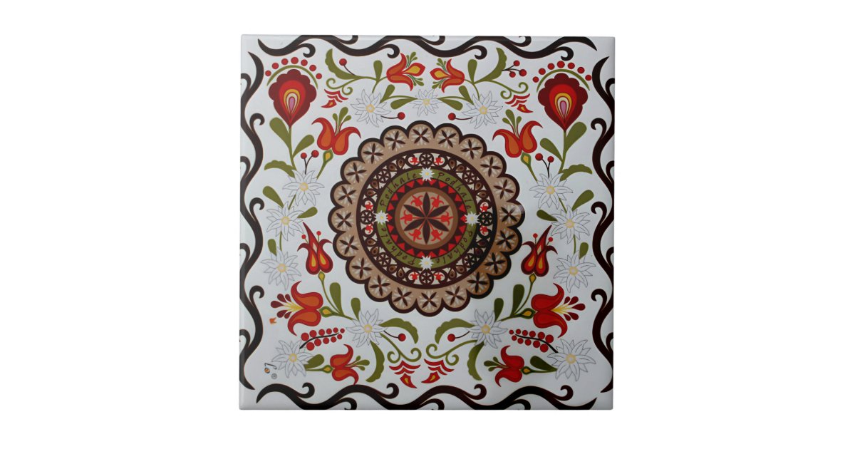 swedish tiles vintage floral pattern | Zazzle