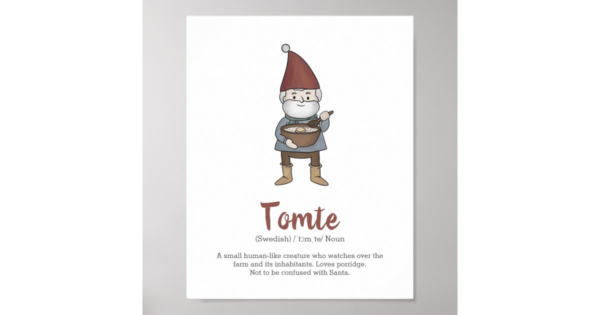 Swedish Tomte Gnome Definition Poster | Zazzle