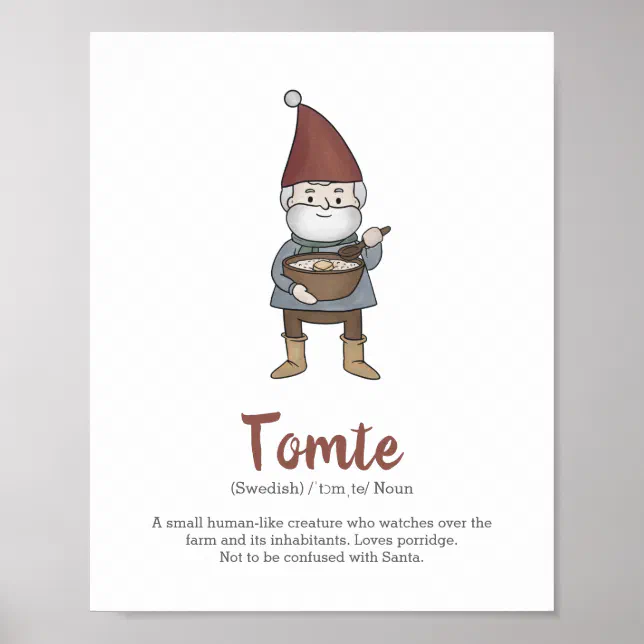 Swedish Tomte Gnome Definition Poster | Zazzle
