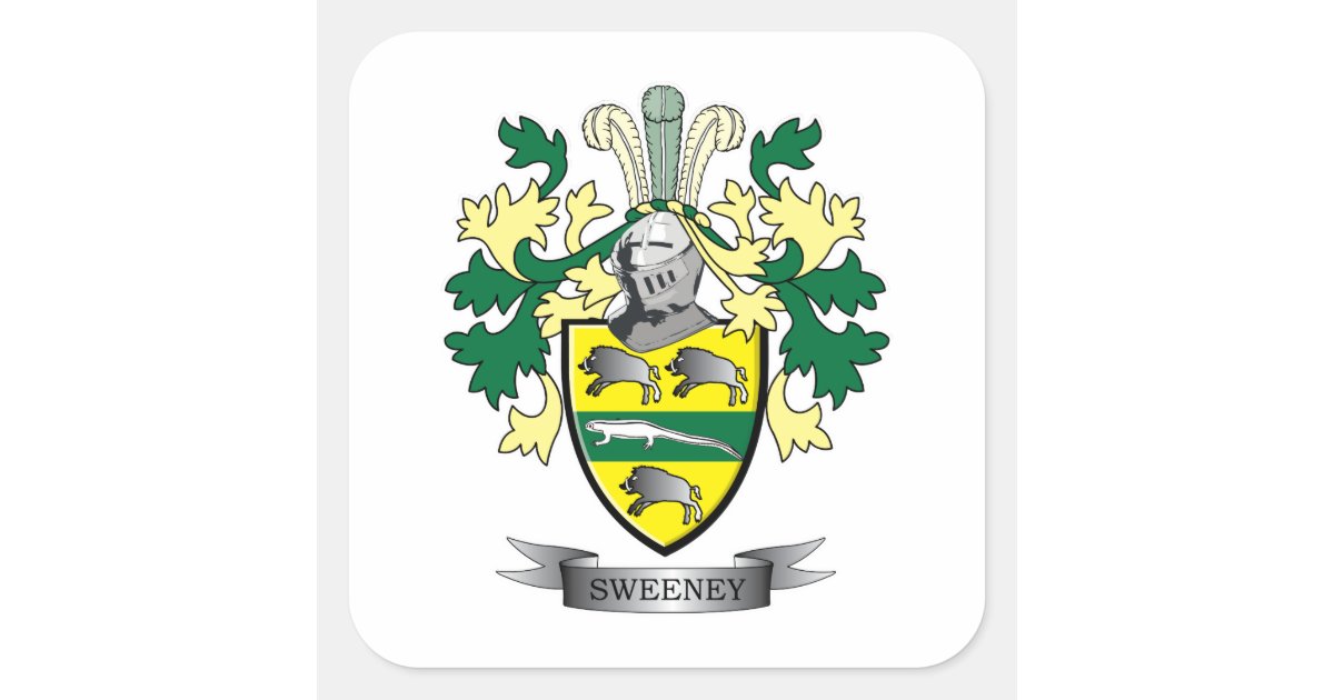 Sweeney Coat of Arms Square Sticker | Zazzle