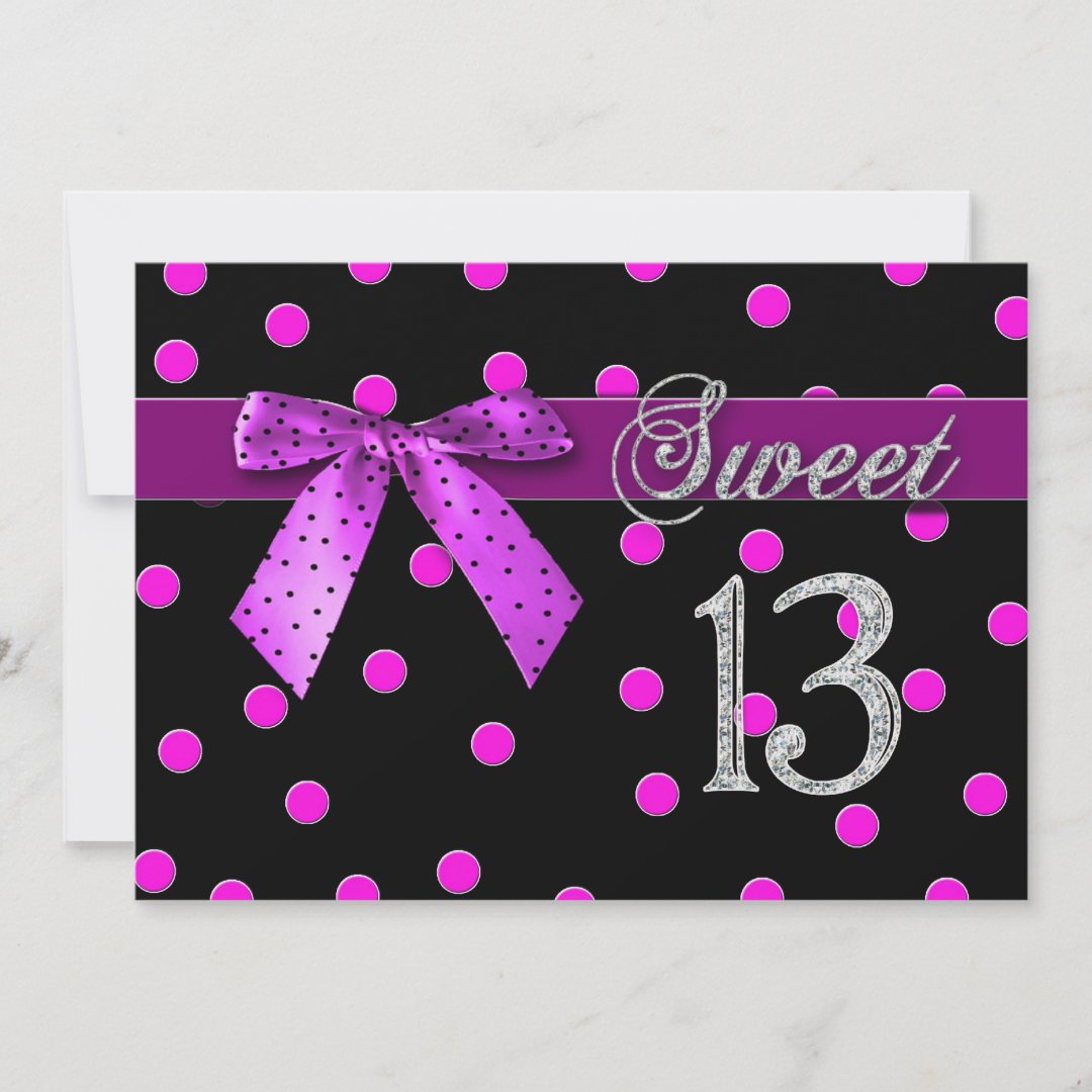 SWEET 13 BIRTHDAY PARTY INVITATION - FUCHSIA POLKA | Zazzle