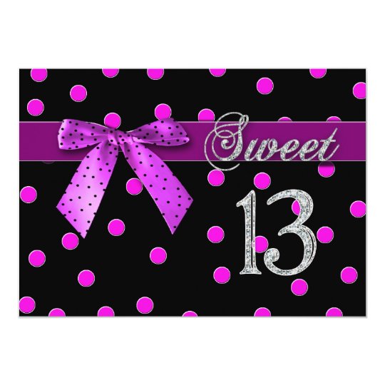 SWEET 13 BIRTHDAY PARTY INVITATION - FUCHSIA POLKA | Zazzle.com