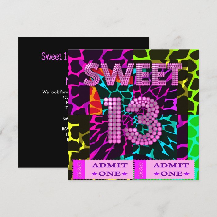 Sweet 13 Birthday Party Mixed Animal Print Invitation | Zazzle.com