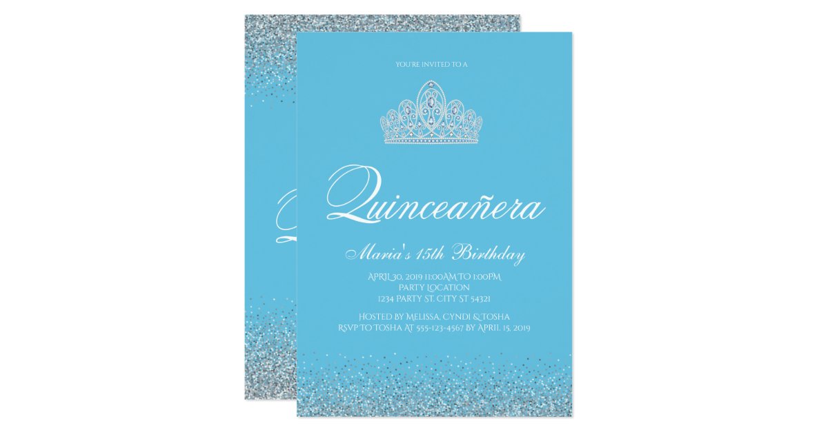 Sweet 15, Light Blue Quinceanera Invitations | Zazzle.com
