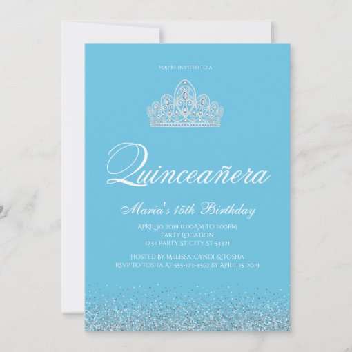 Sweet 15, Light Blue Quinceanera Invitations | Zazzle