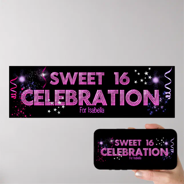 Sweet 16 Banner Poster | Zazzle