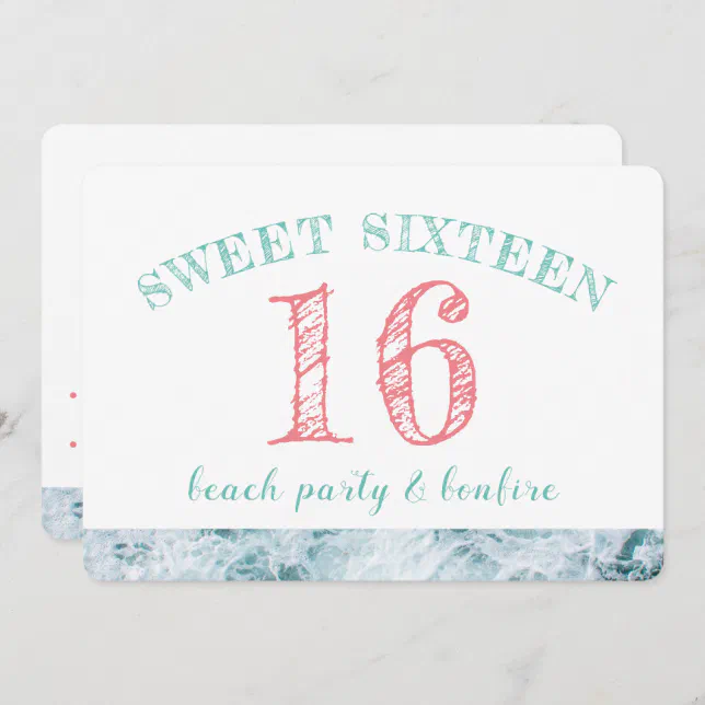 Sweet 16 Beach Party Invitation | Zazzle