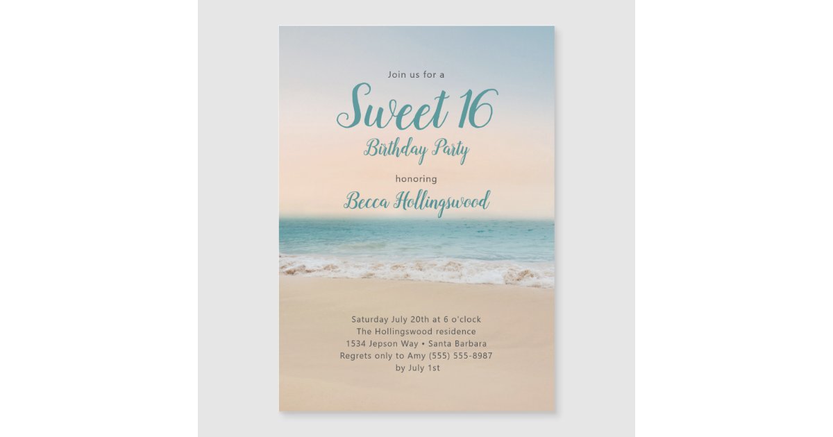 Sweet 16 Beach Theme Party Invitation | Zazzle
