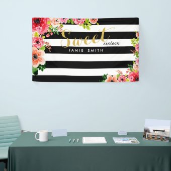 Sweet 16 birthday banner | Zazzle