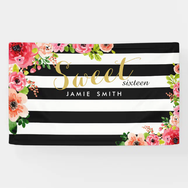 Sweet 16 birthday banner | Zazzle