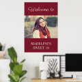 Sweet 16 Birthday Burgundy Name Photo Welcome Poster | Zazzle