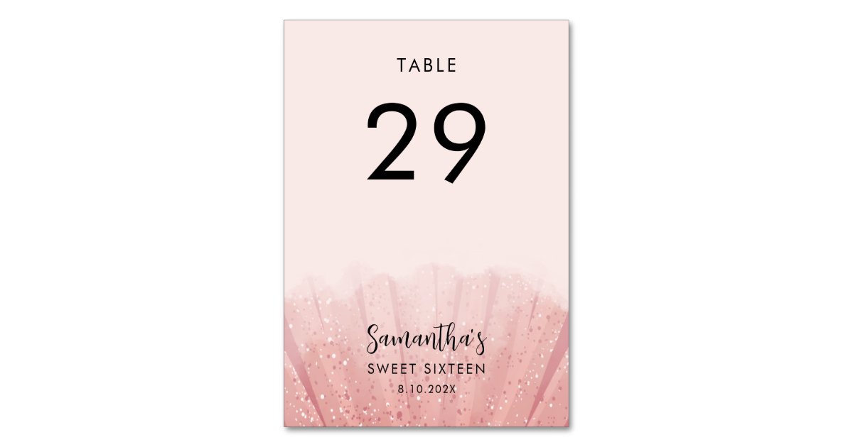 Sweet 16 Birthday Party Elegant 29 Table Number | Zazzle