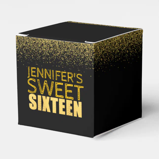 Sweet 16 Birthday Party Favor Box Fx Gold Glitter | Zazzle