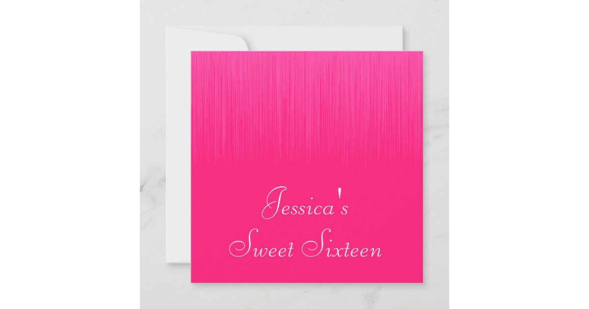 Sweet 16 Birthday Party Hot Pink Static Invitation | Zazzle